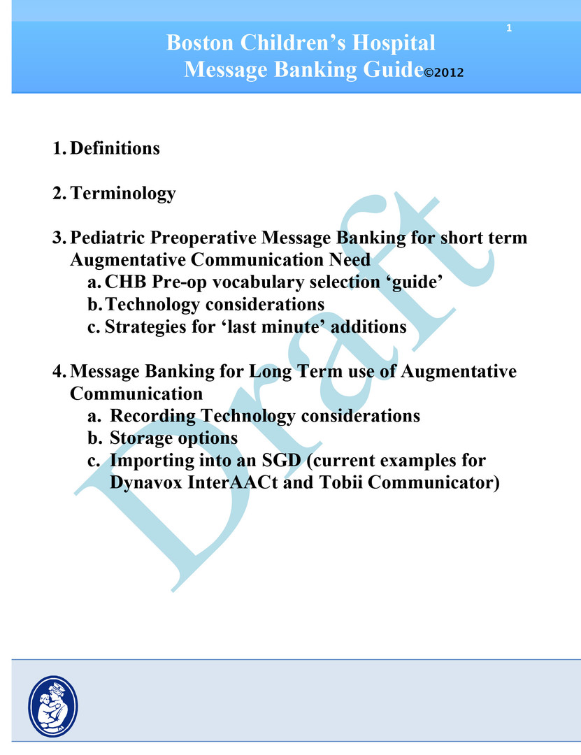 Message Banking | Communication Tools and Materials (Patient-Provider ...